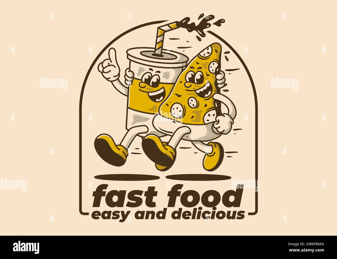 Fast food, easy and delicious. Mascot character illustration of running ...