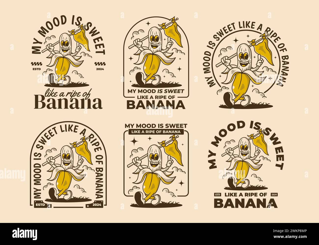 My mood is sweet, like a ripe of banana. Mascot character of walking ...