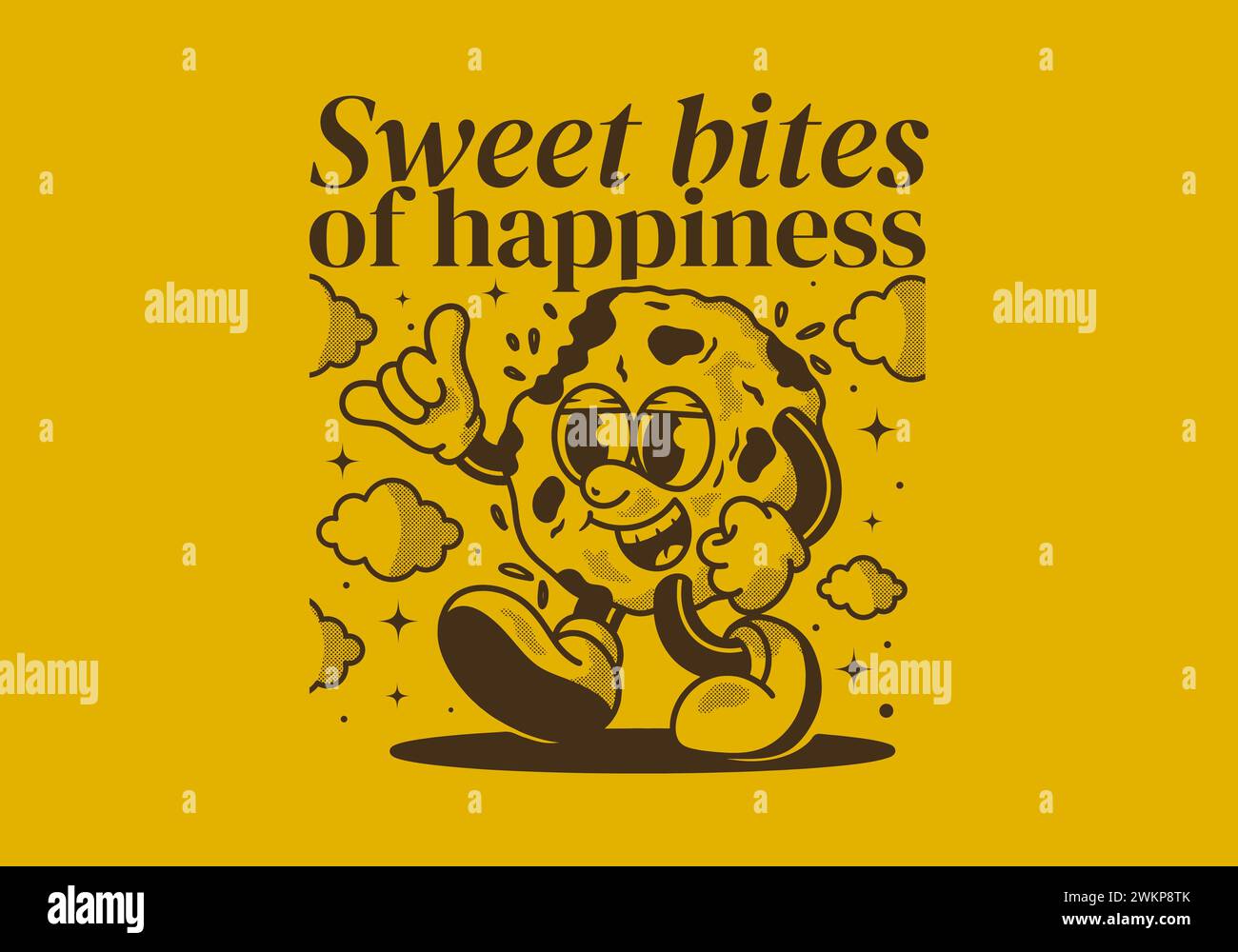 Sweet bites of happiness. Mascot character design of a walking cookies ...