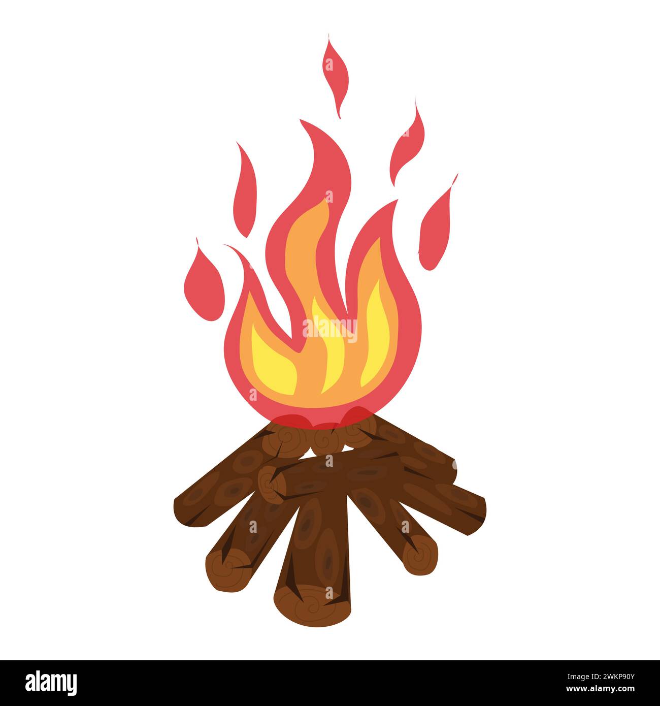 Camping bonfire in cartoon style. Vector illustration Stock Vector ...