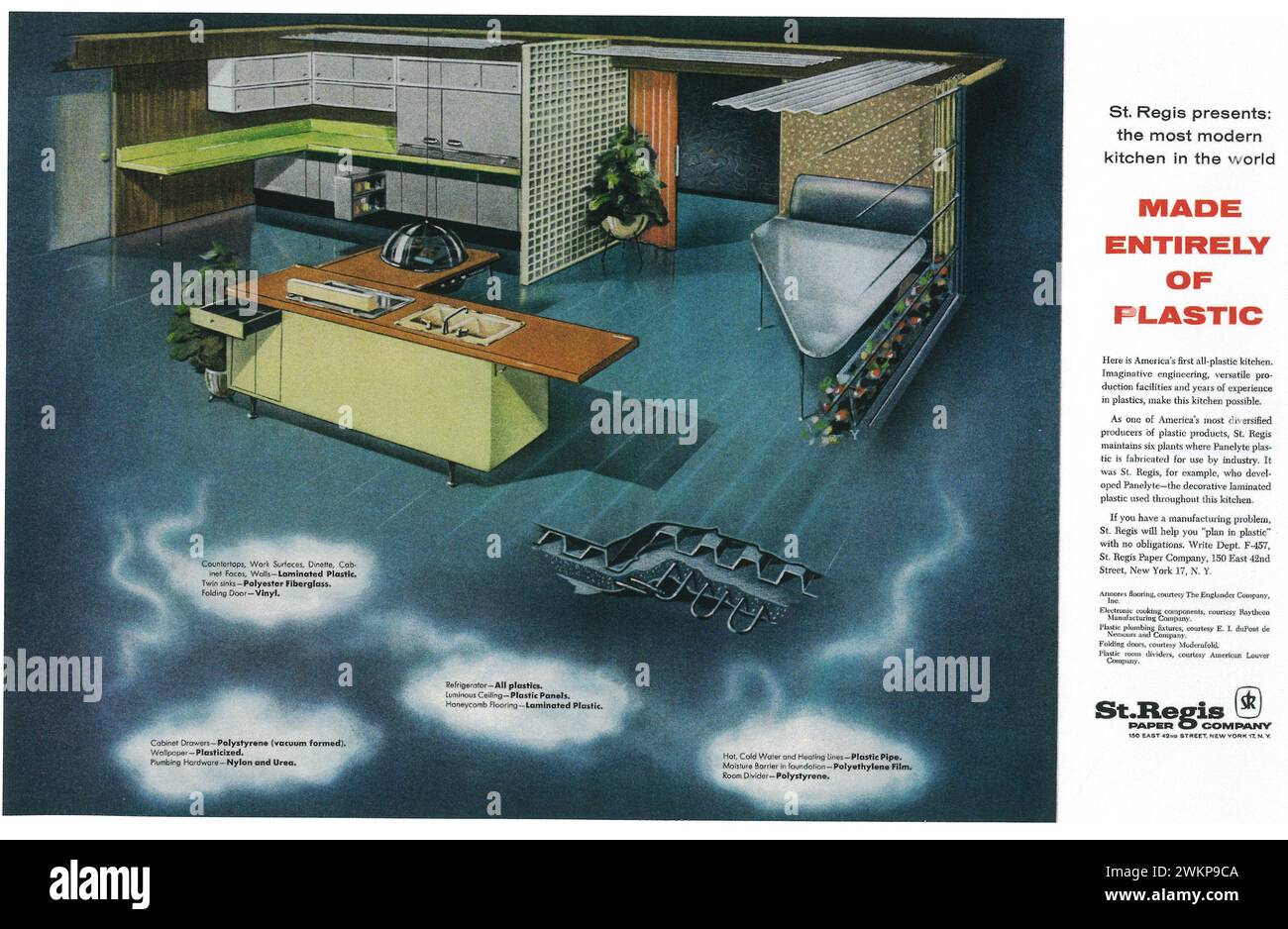 1957 St. Regis Paper Company Print Ad. "The most modern kitchen in the ...