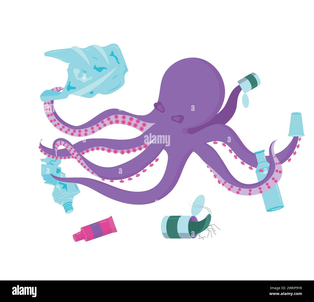 Scavenger octopus. The concept of pollution of the ocean and the ...