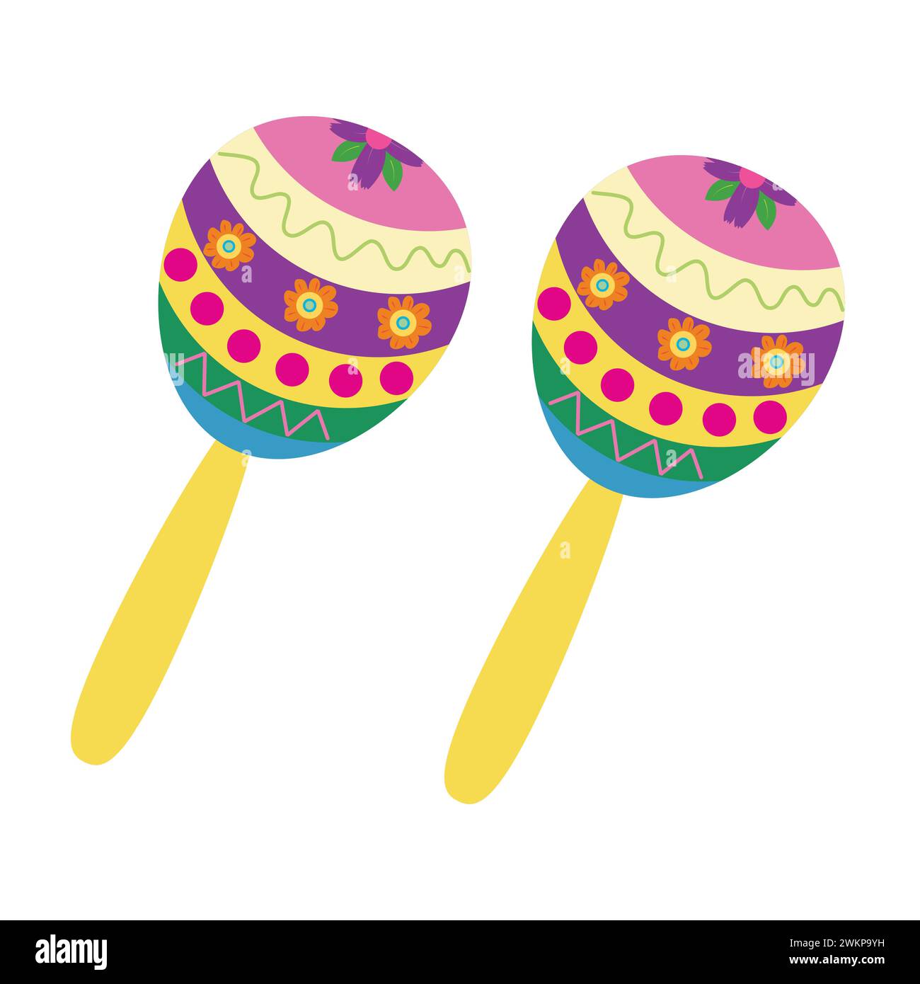Mexican maracas. Traditional musical instrument. Vector illustration ...