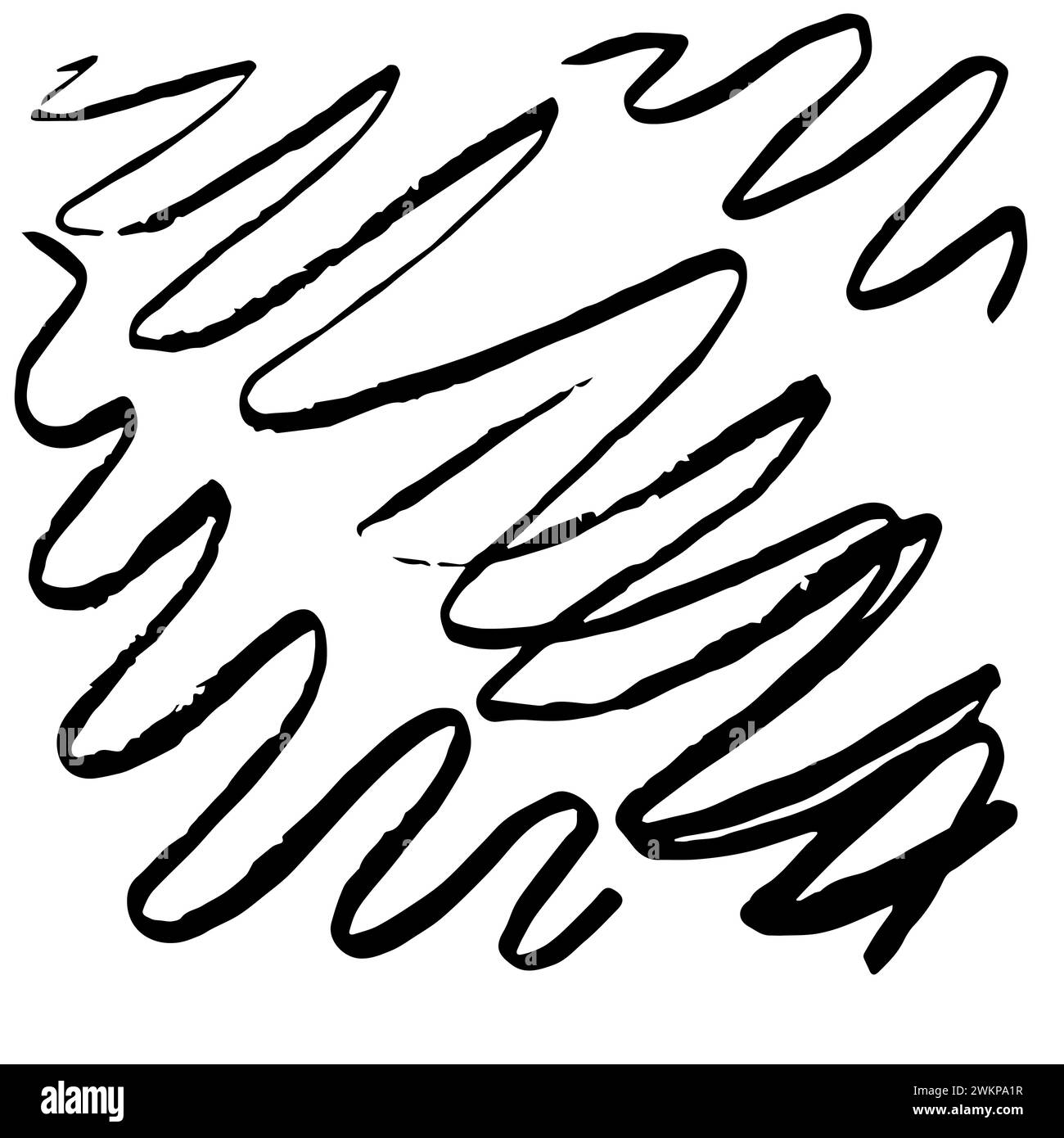Curvy lines drawn by hand. Monochrome abstract background. Vector ...