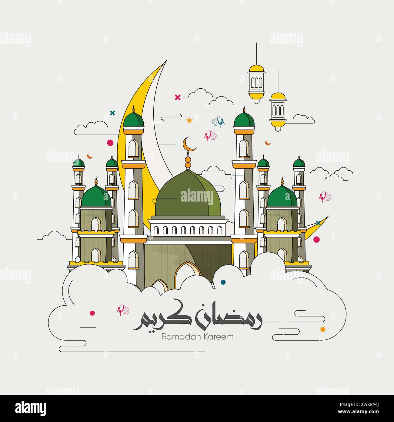 Islamic ramadan line art Stock Vector Images - Alamy
