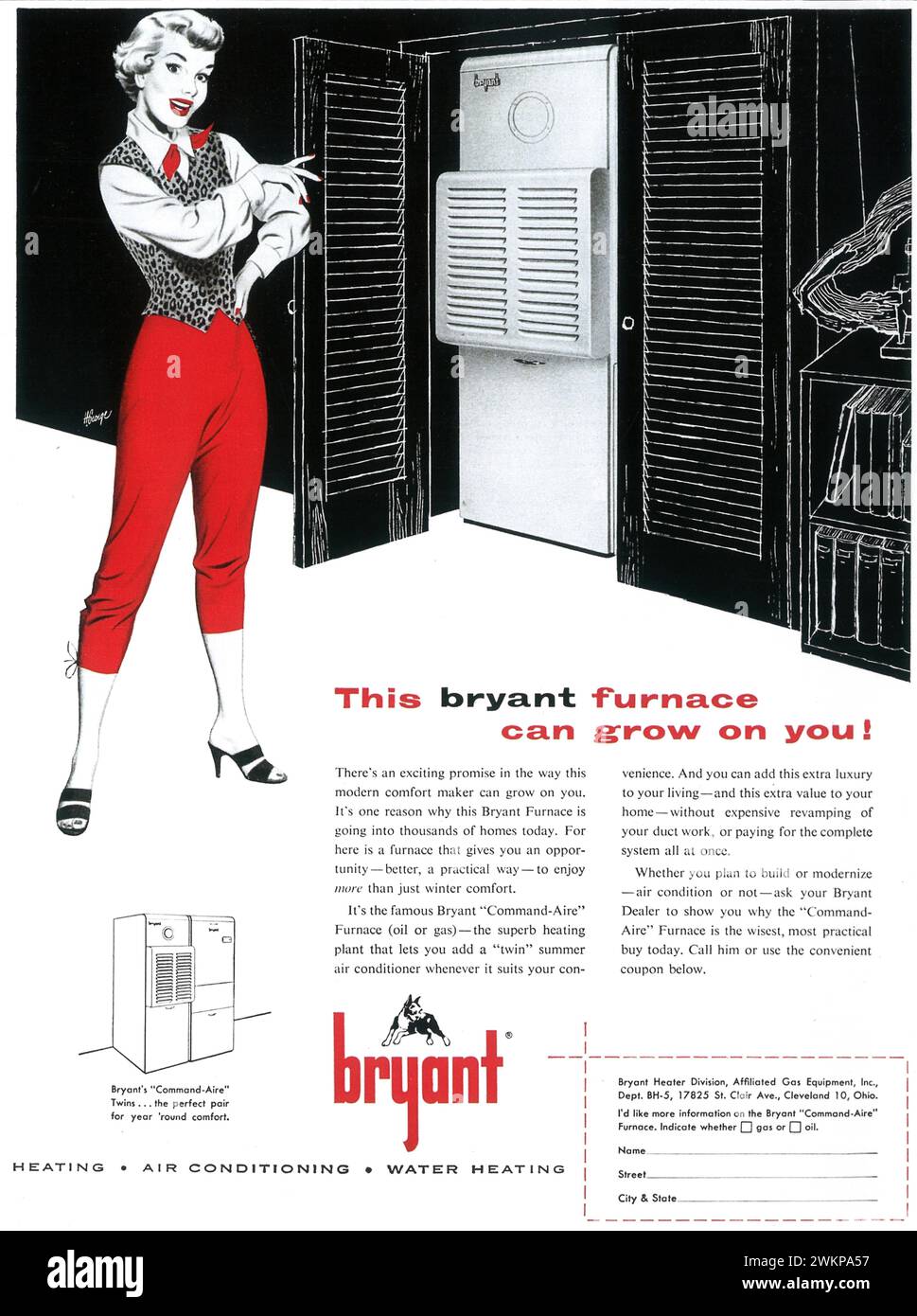 1950s Bryant command-Aire furnace print ad Stock Photo - Alamy