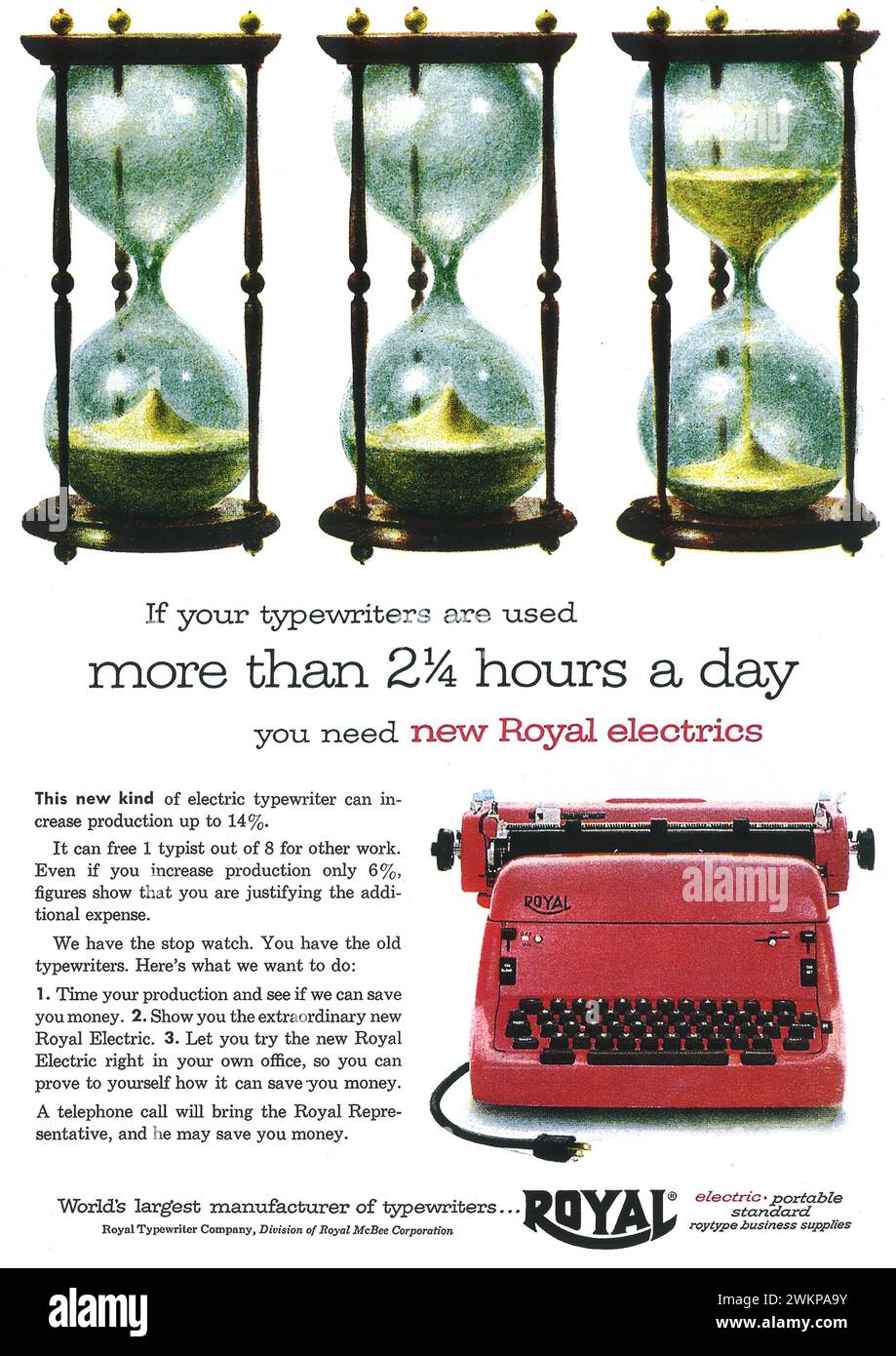 1956 Royal electric portable typewriter print ad Stock Photo - Alamy