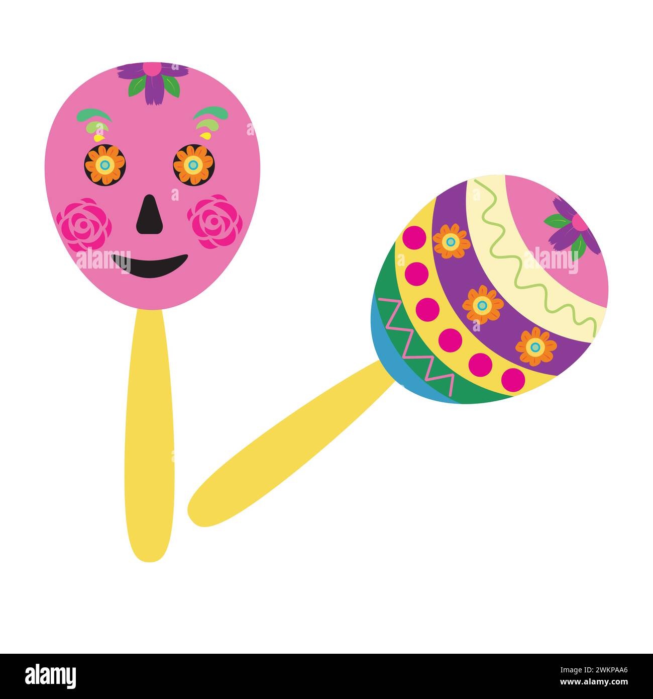 Mexican maracas. Traditional musical instrument. Vector illustration ...