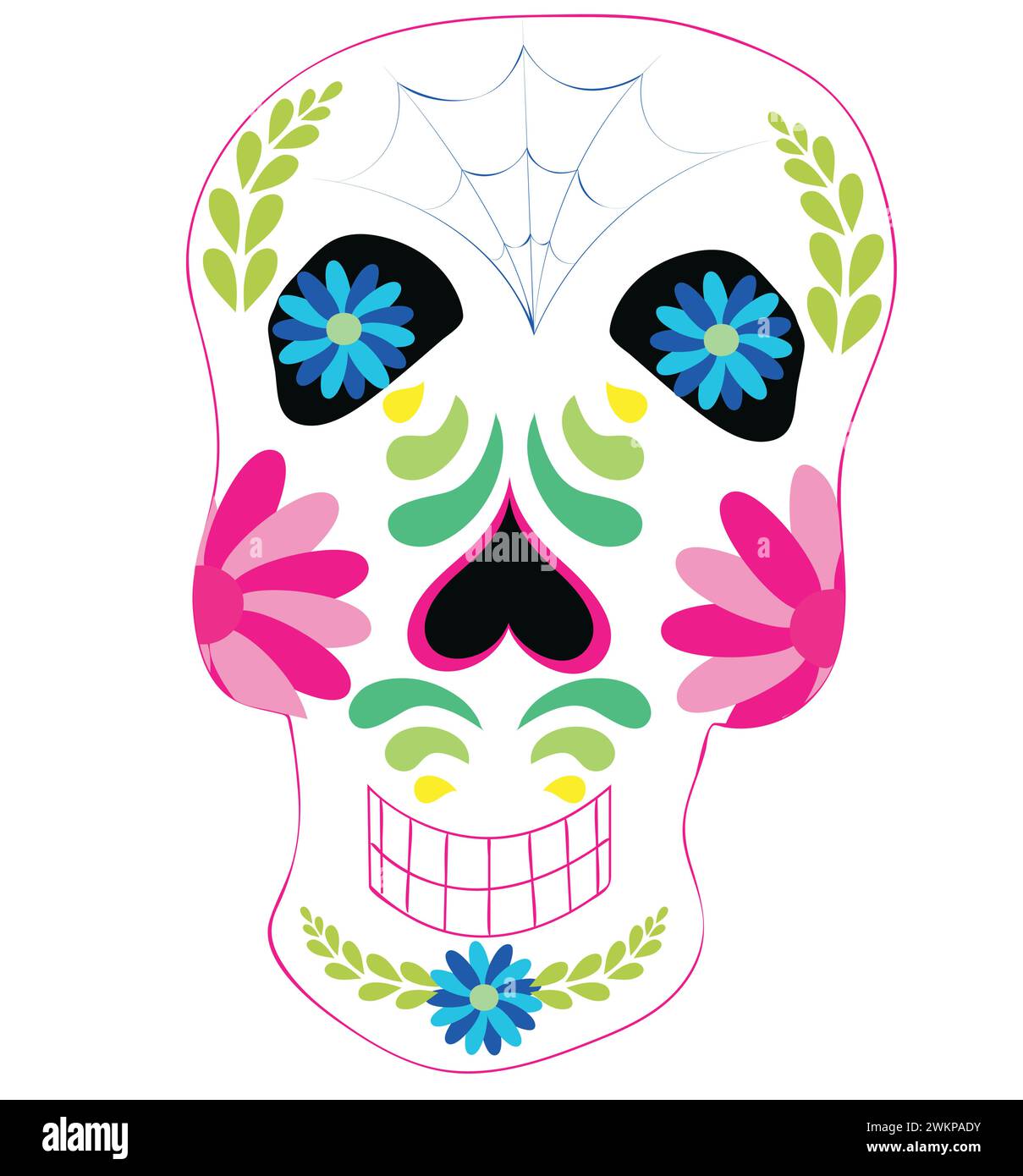 Dead day skulls. Mexican sugar human head bone Halloween tattoo dia de ...