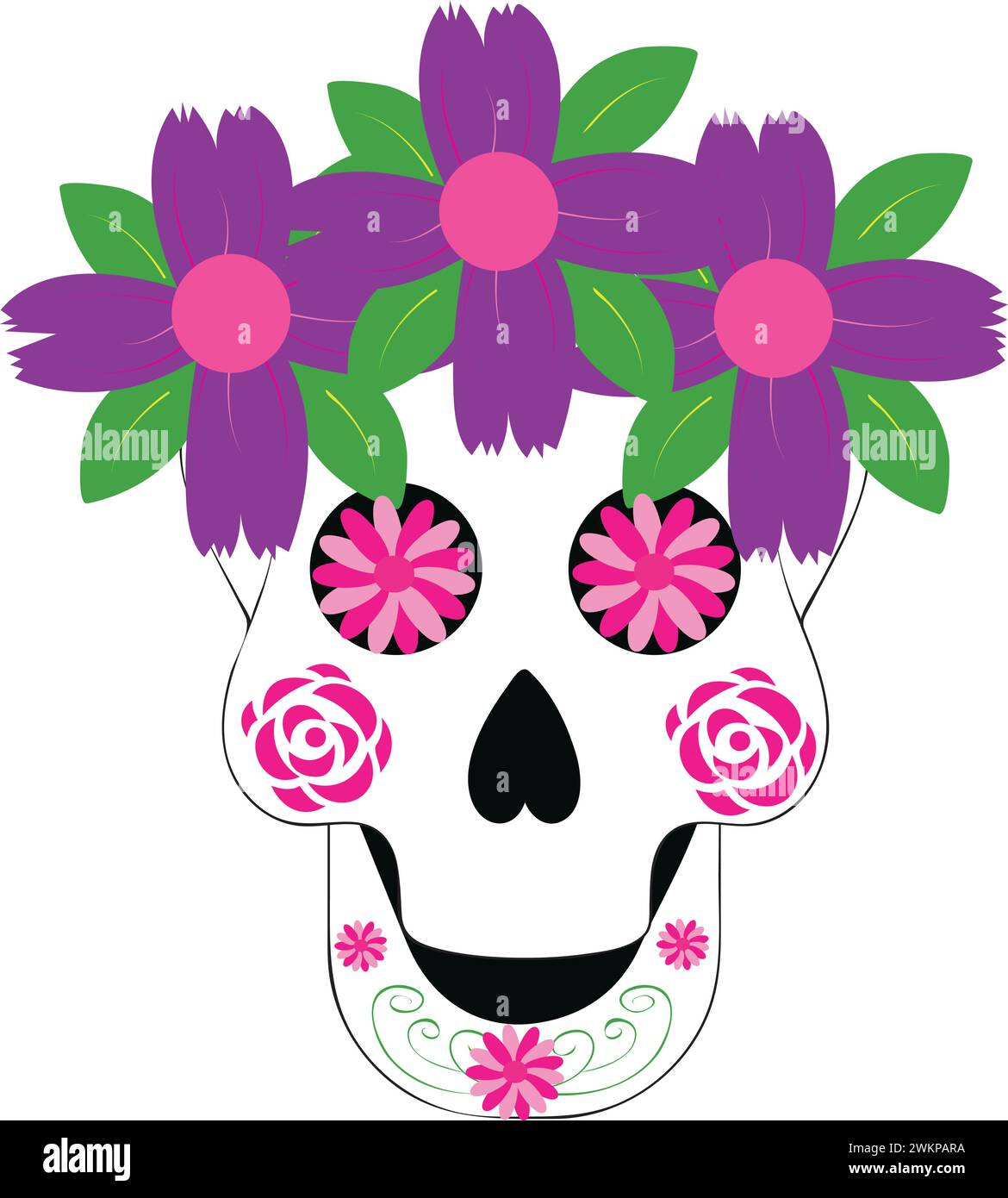 Dead day skulls. Mexican sugar human head bone Halloween tattoo dia de ...