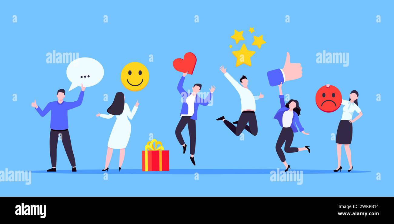 Employee feedback work satisfaction survey business concept flat vector ...