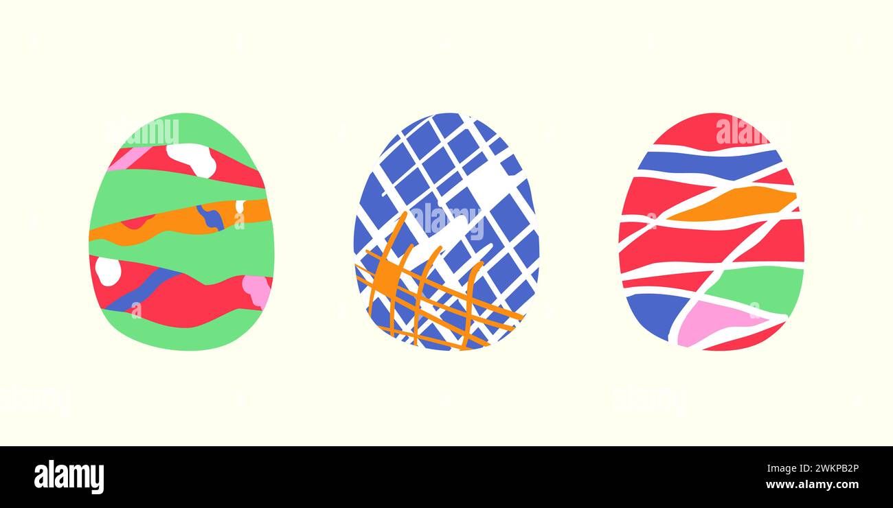 Happy easter. Set of Easter eggs. Easter symbol with abstract pattern ...