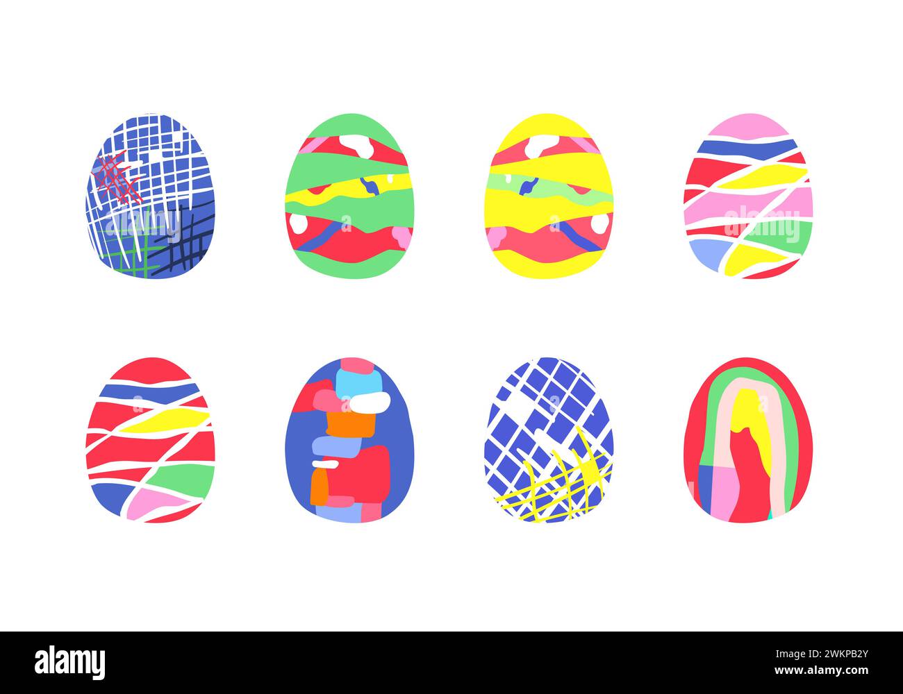 Happy easter. Set of Easter eggs. Easter symbol with abstract pattern ...