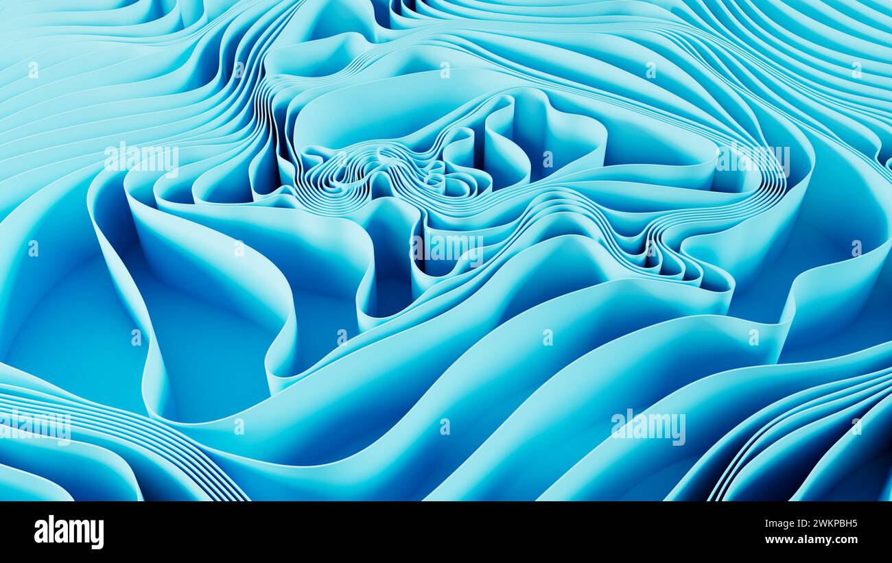 Abstract blue background with wavy lines. 3d rendering, 3d illustration ...