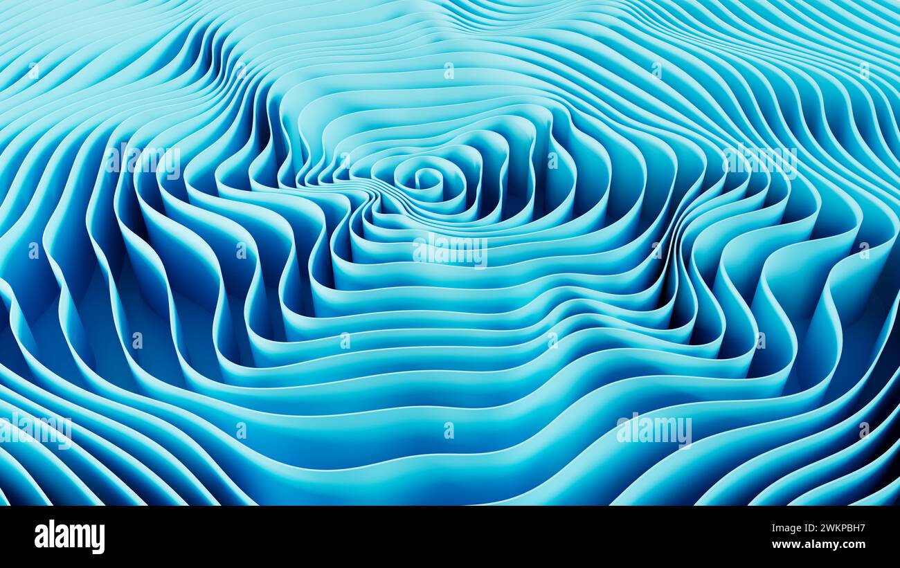 Abstract blue background with wavy lines. 3d rendering, 3d illustration ...
