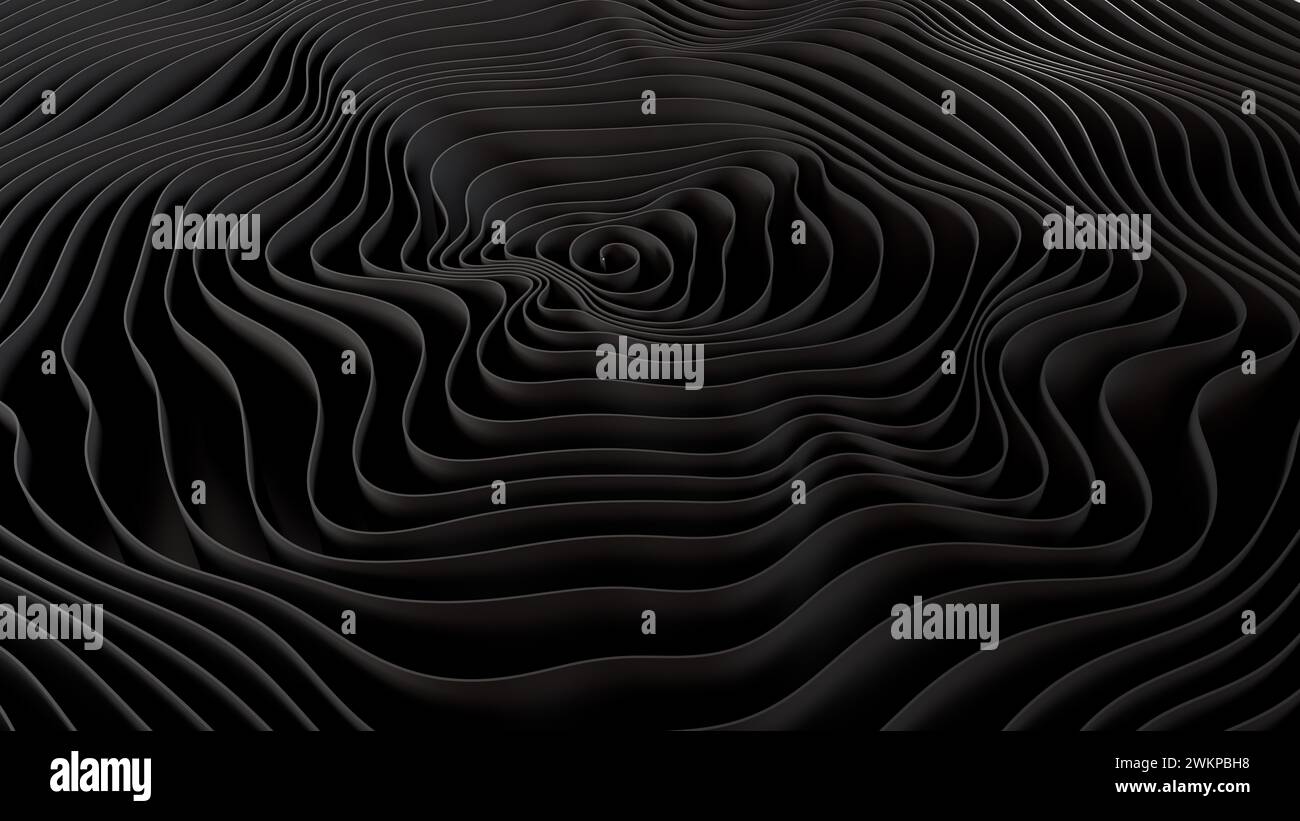 3d rendering of black wavy background. Computer digital drawing Stock ...
