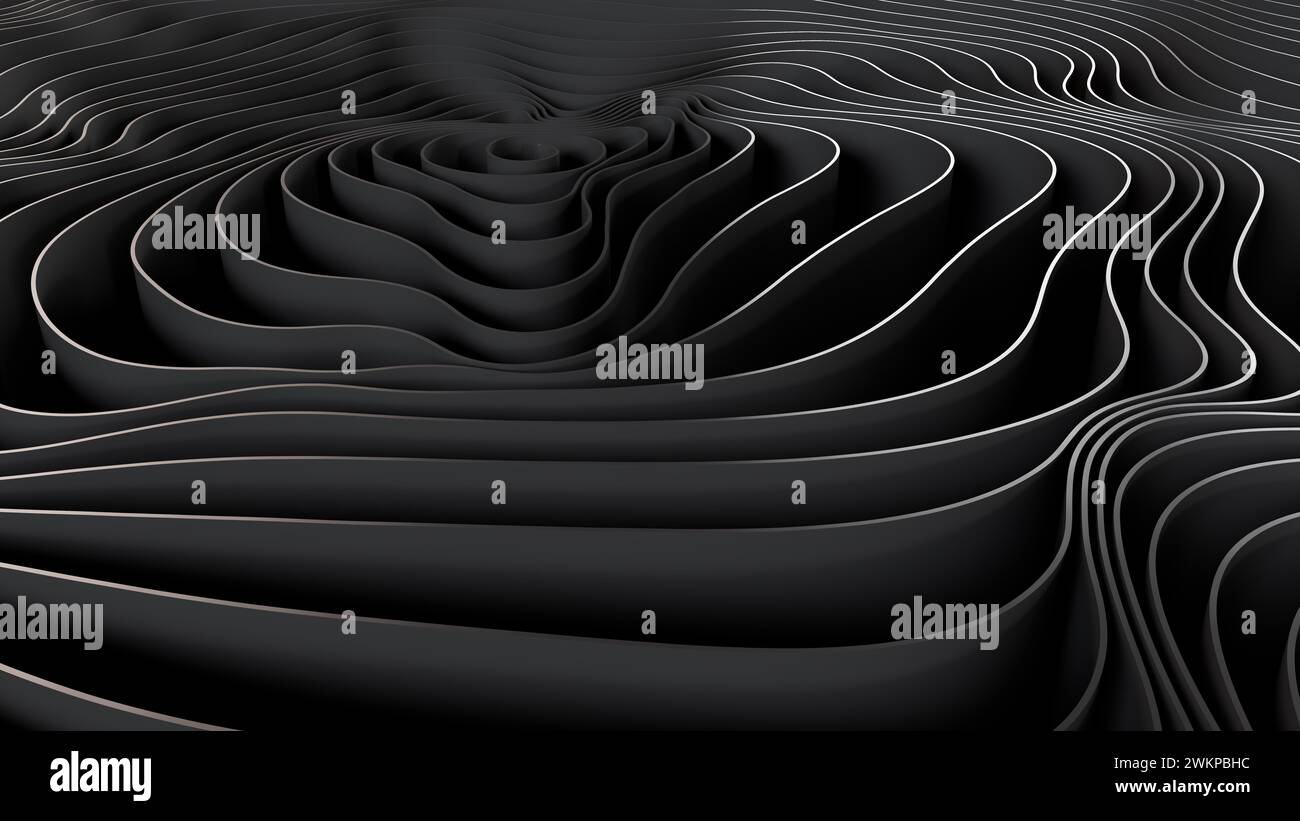 3d rendering of black wavy background. Computer digital drawing Stock ...
