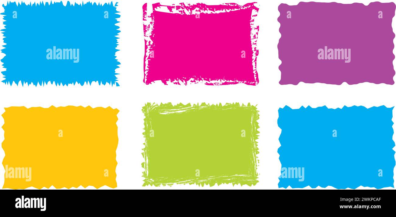 Jagged rectangle. Bright color simple shapes. Rectangle paper template ...