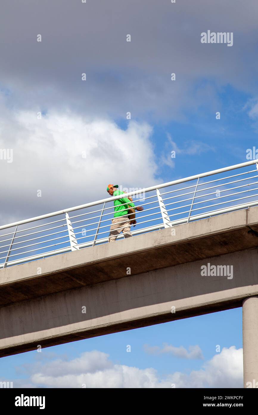 Man walking over Overpass Bridge in Woodstock, Cape Town Stock Photo ...