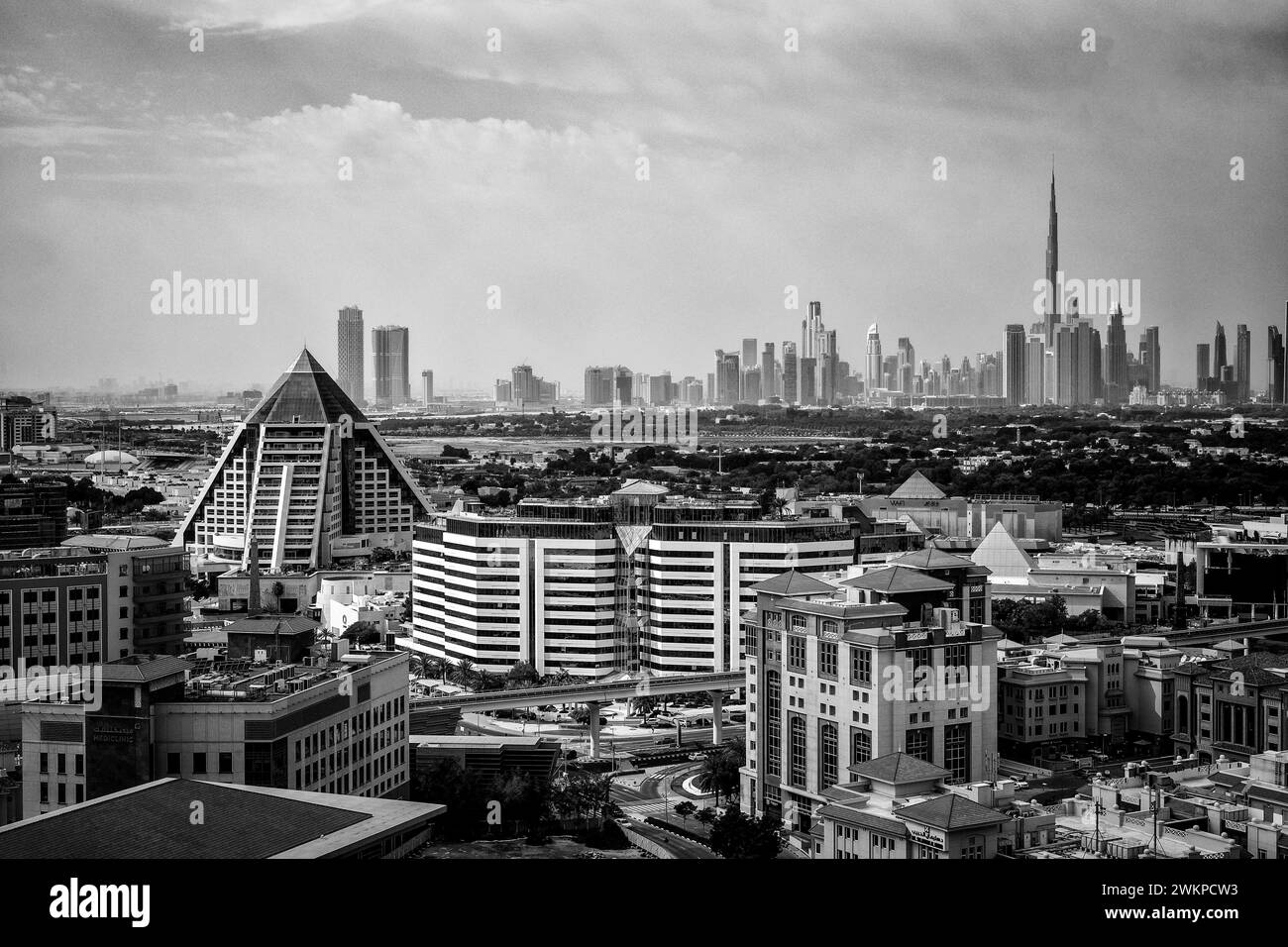 dubai-skyline-in-monoc-stock-photo-alamy