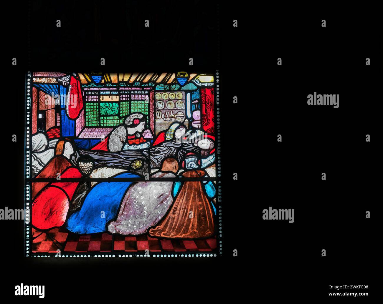 Deathbed of Frithuswith, illustration at Christ Church college ...