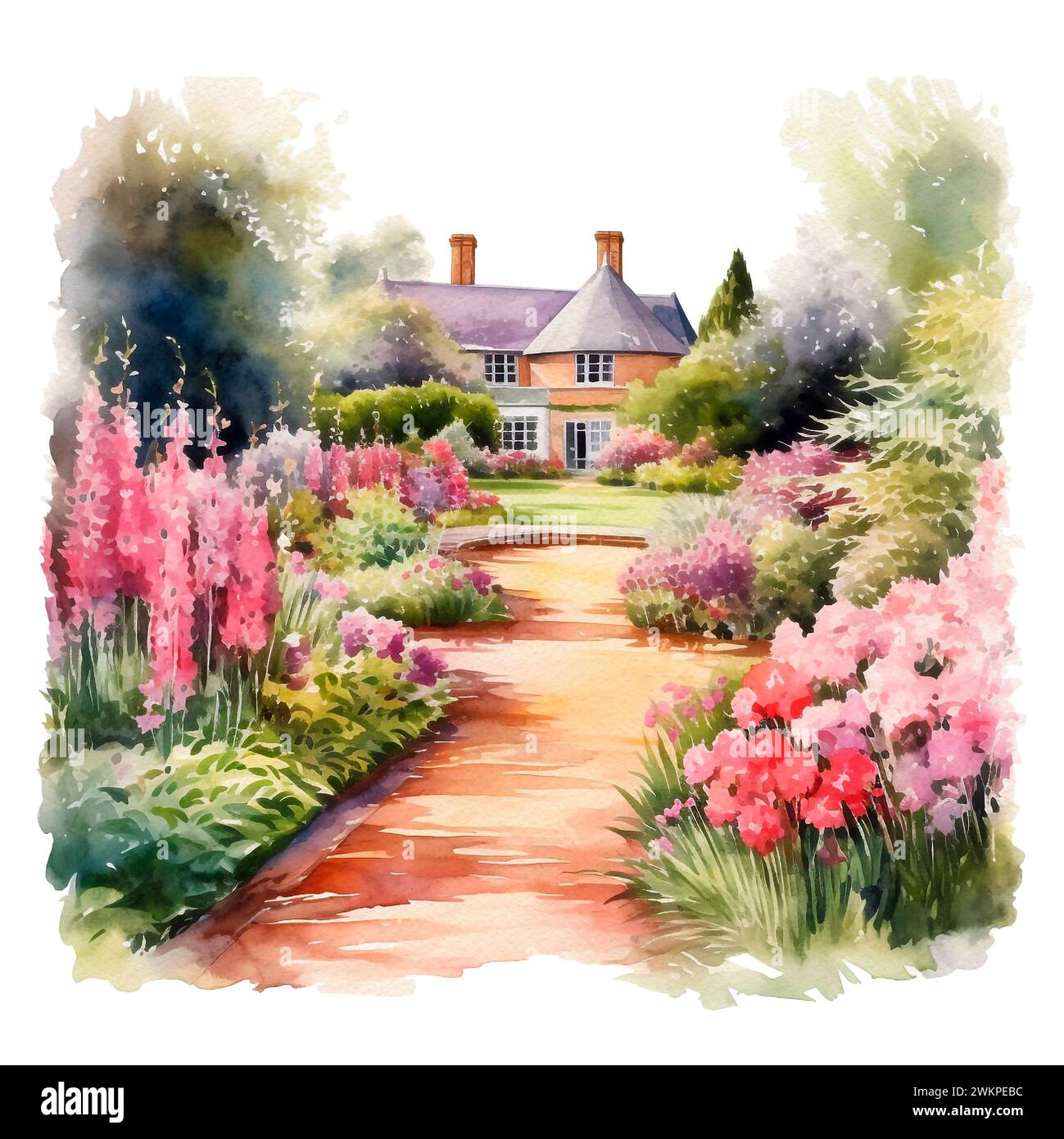 A traditional English cottage surrounded by a flower garden and garden ...
