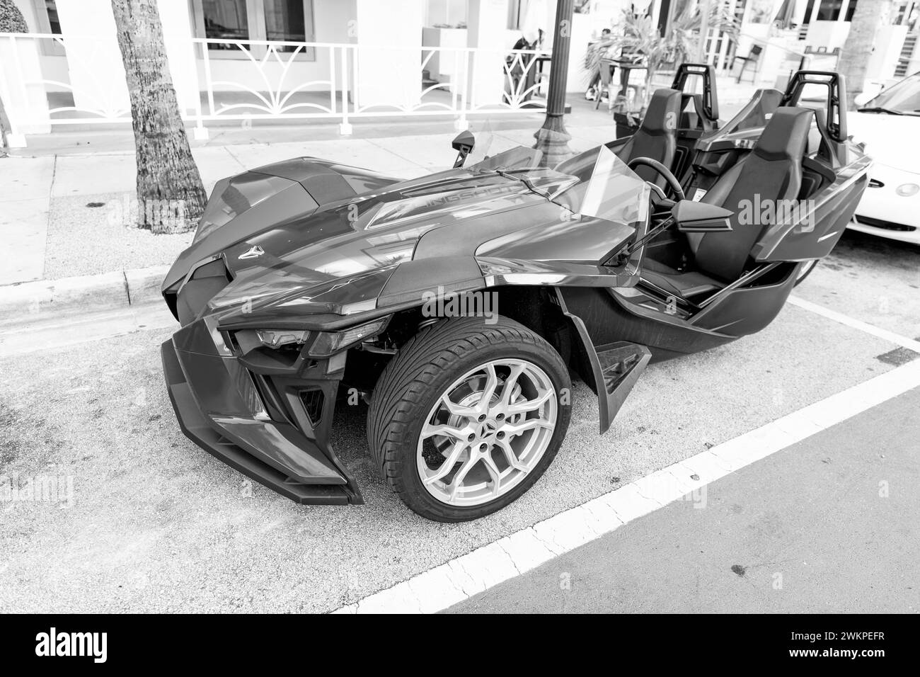 Miami Beach, Florida USA - April 15, 2021: red polaris slingshot sl ...
