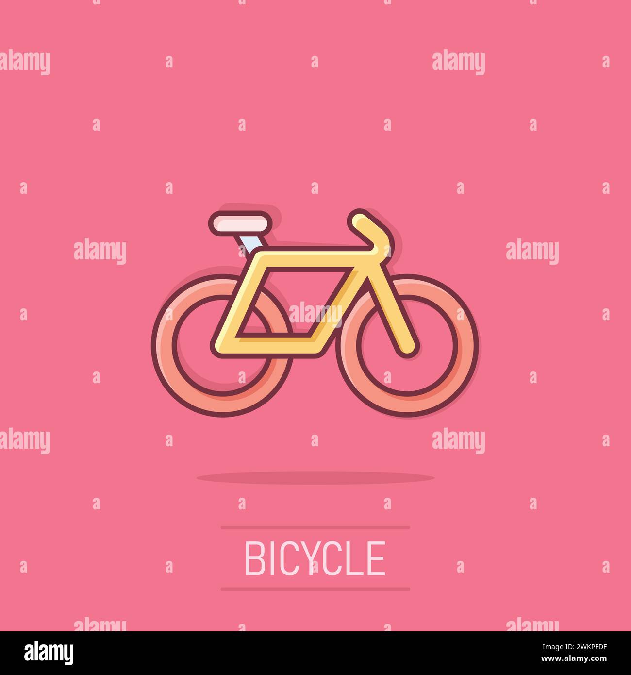 Bicycle icon in comic style. Bike cartoon vector illustration on ...
