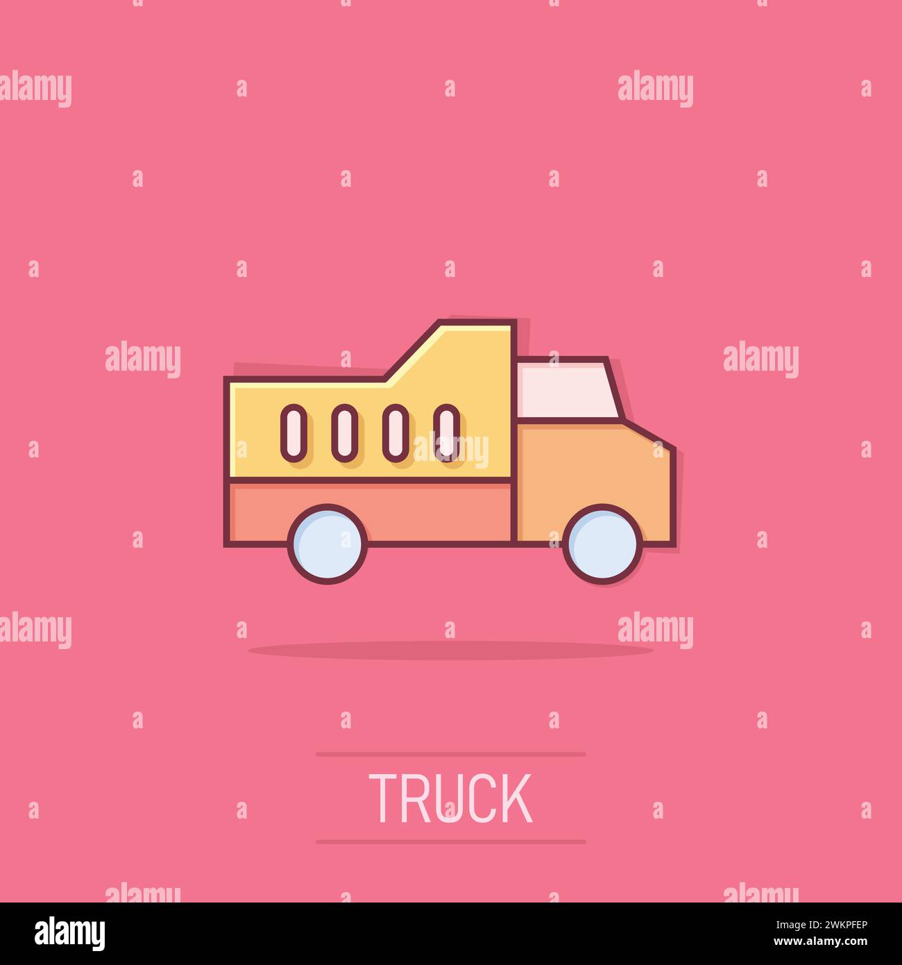 Delivery truck icon in comic style. Van cartoon vector illustration on ...