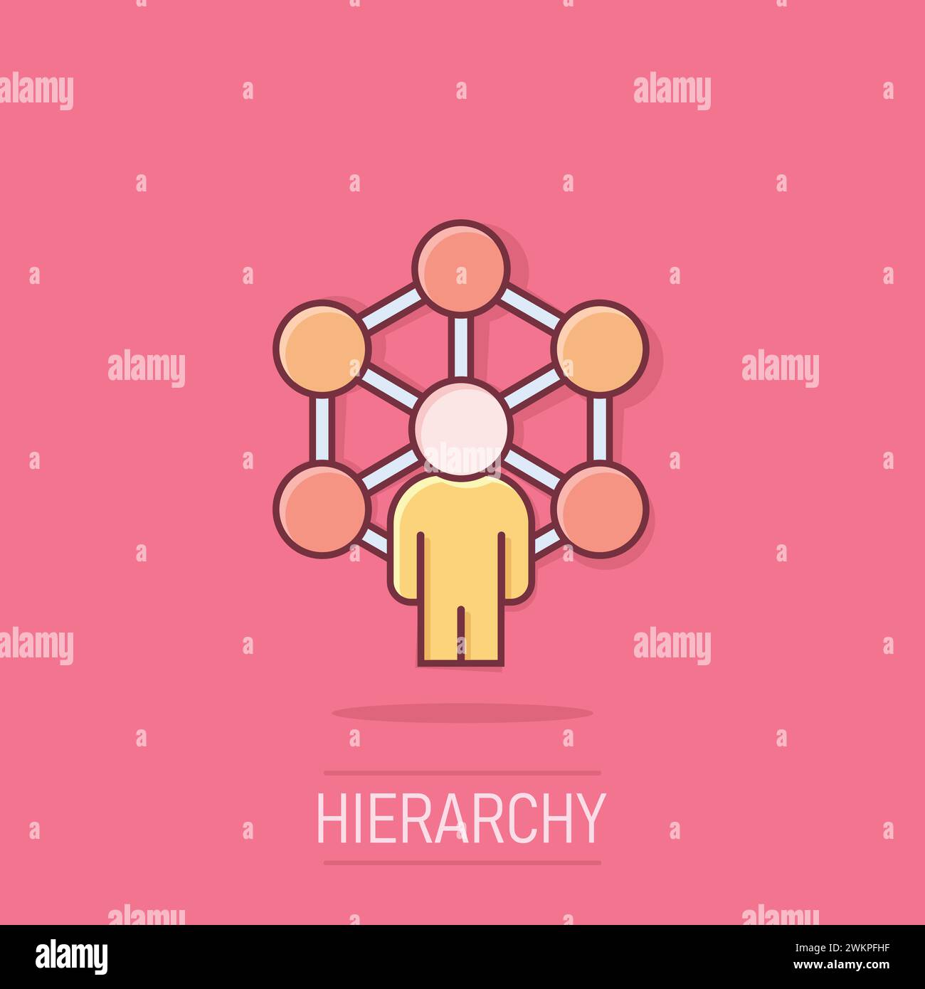 Corporate organization chart people vector icon in comic style. People ...