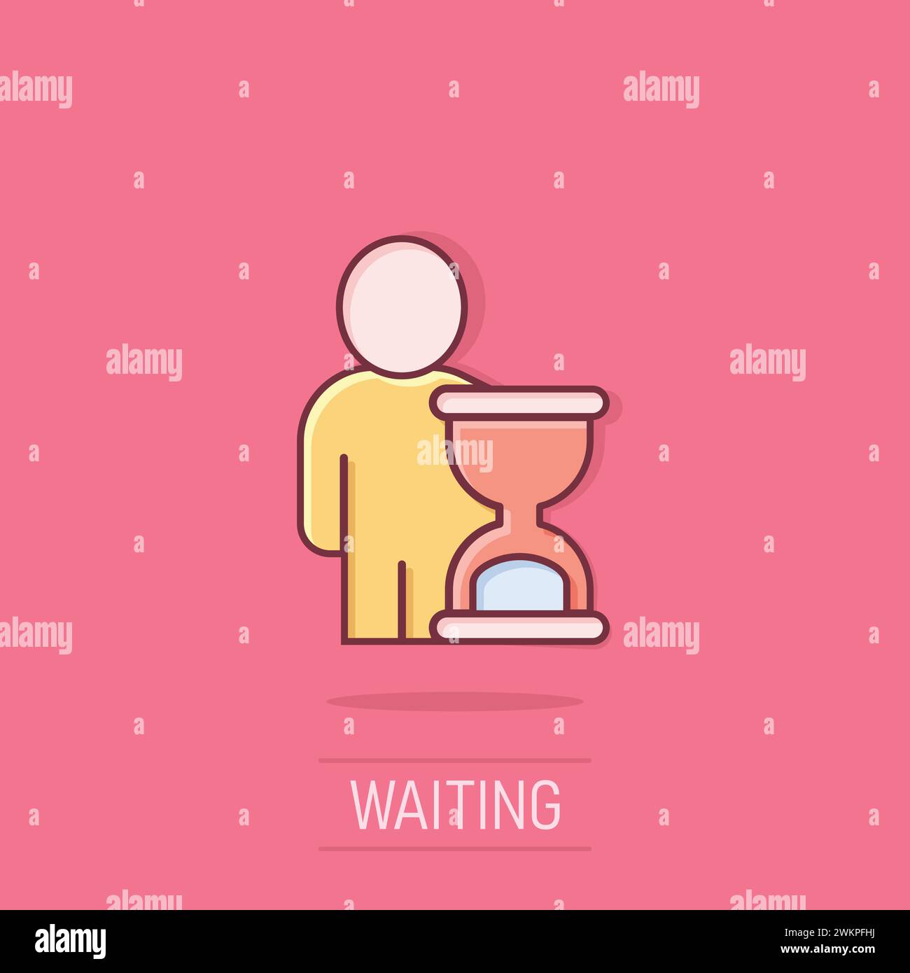 People and clock icon in comic style. User time cartoon vector ...