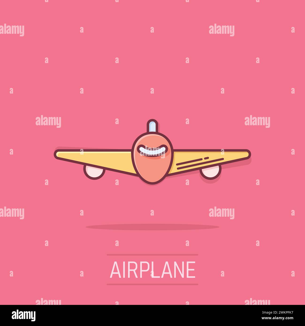 Plane icon in comic style. Airplane cartoon vector illustration on ...