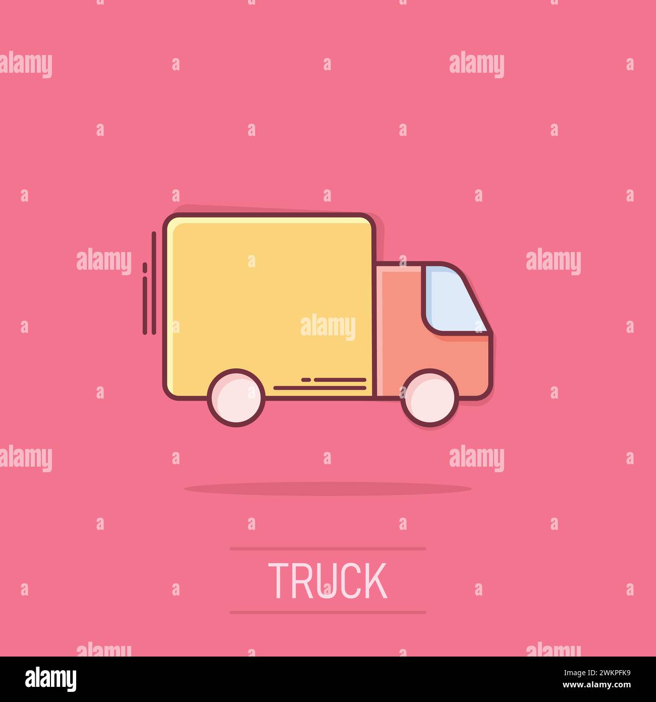 Delivery truck icon in comic style. Van cartoon vector illustration on ...