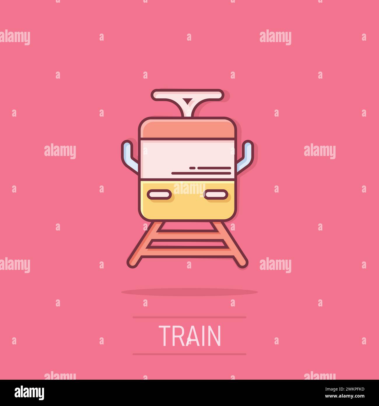 Metro icon in comic style. Train subway cartoon vector illustration on ...