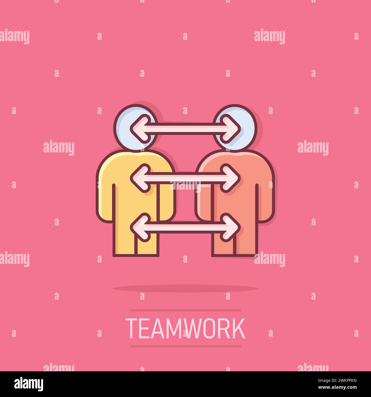 People referral icon in comic style. Business communication cartoon ...