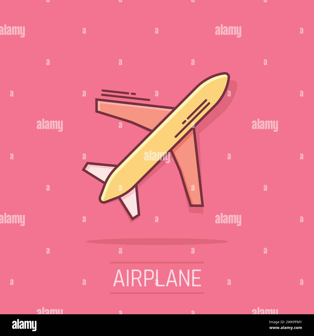 Plane icon in comic style. Airplane cartoon vector illustration on ...