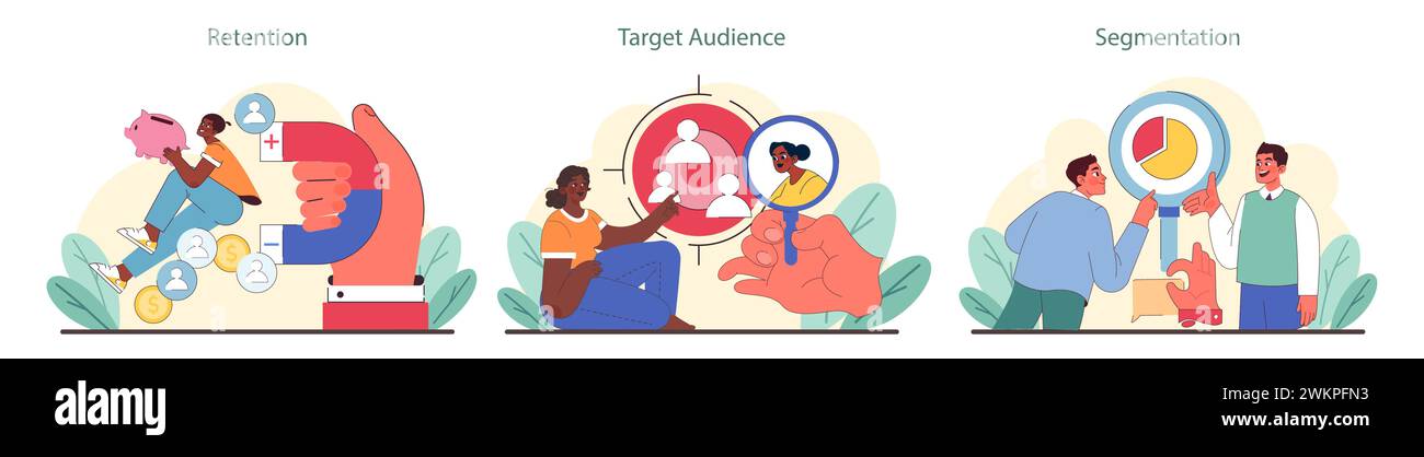 Customer lifecycle set. Visual guide to client retention, identifying ... Customer lifecycle set. Visual guide to client retention, identifying ...