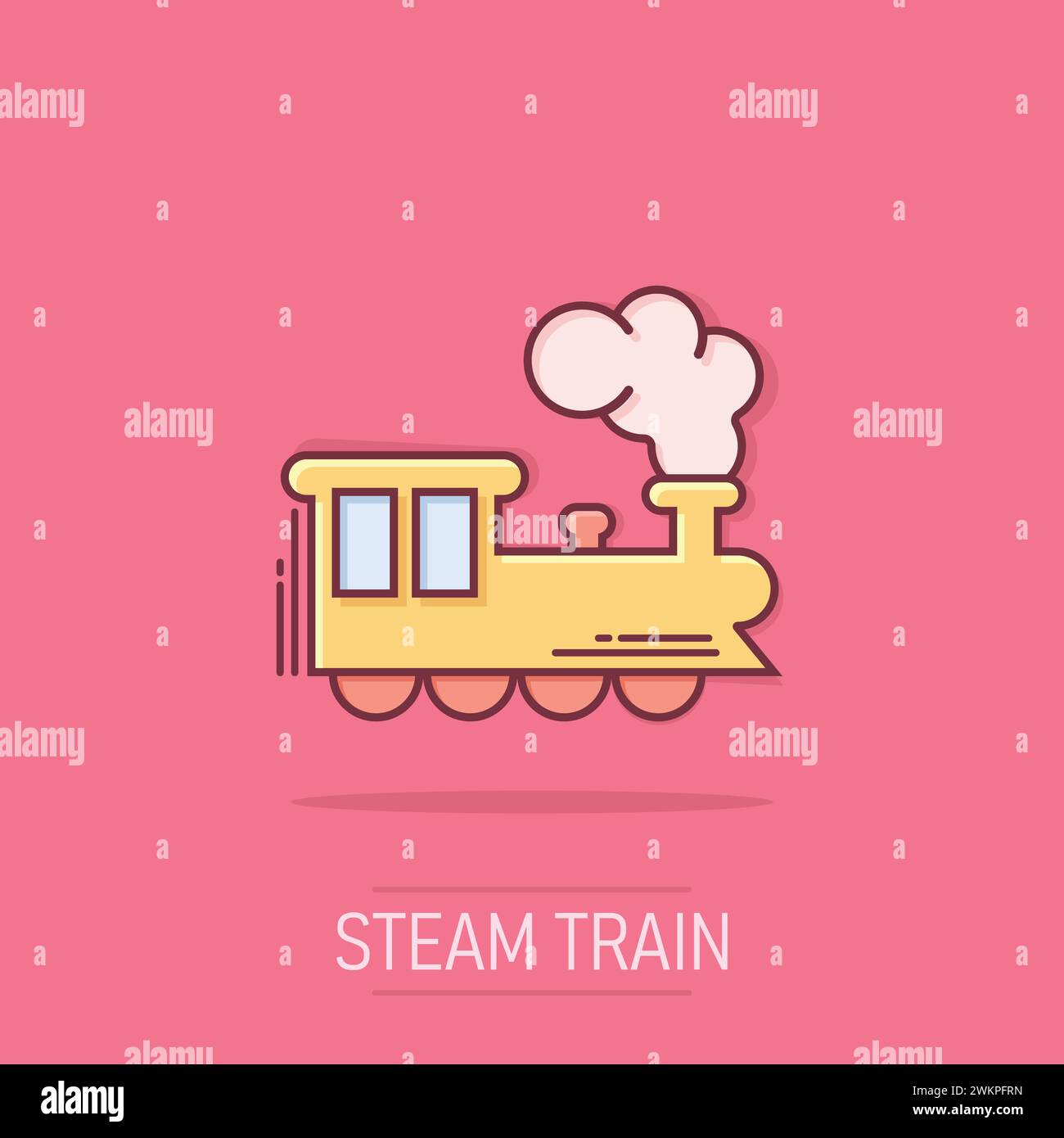 Metro icon in comic style. Train subway cartoon vector illustration on ...