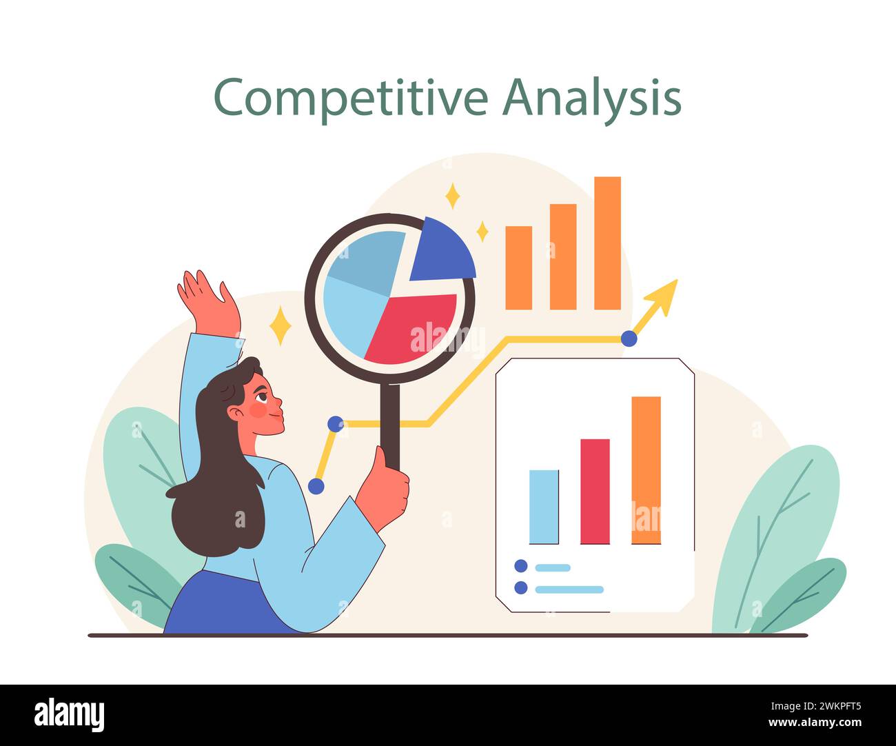 Competitive Analysis concept. A professional dives into market research ...