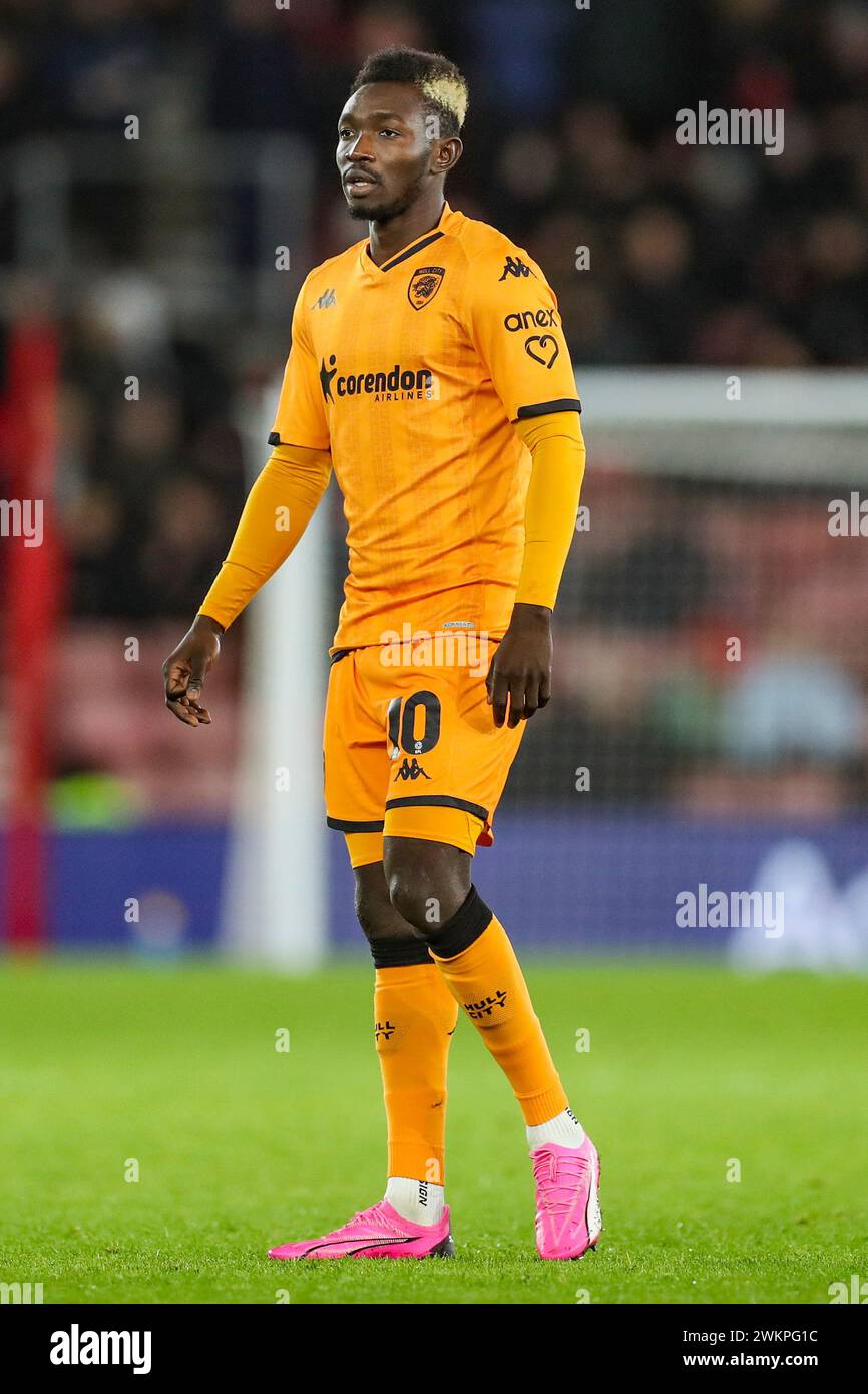 Southampton, UK. 20th Feb, 2024. Hull City midfielder Adama Traore (10 ...