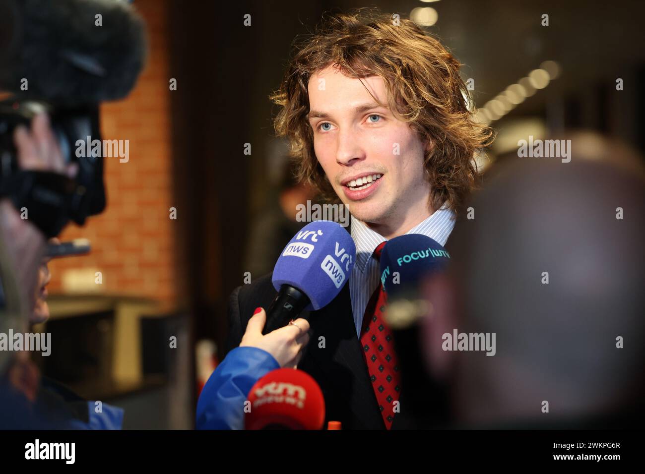 YouTuber Acid (Nathan Vandergunst) talks to the press as he arrives for ...
