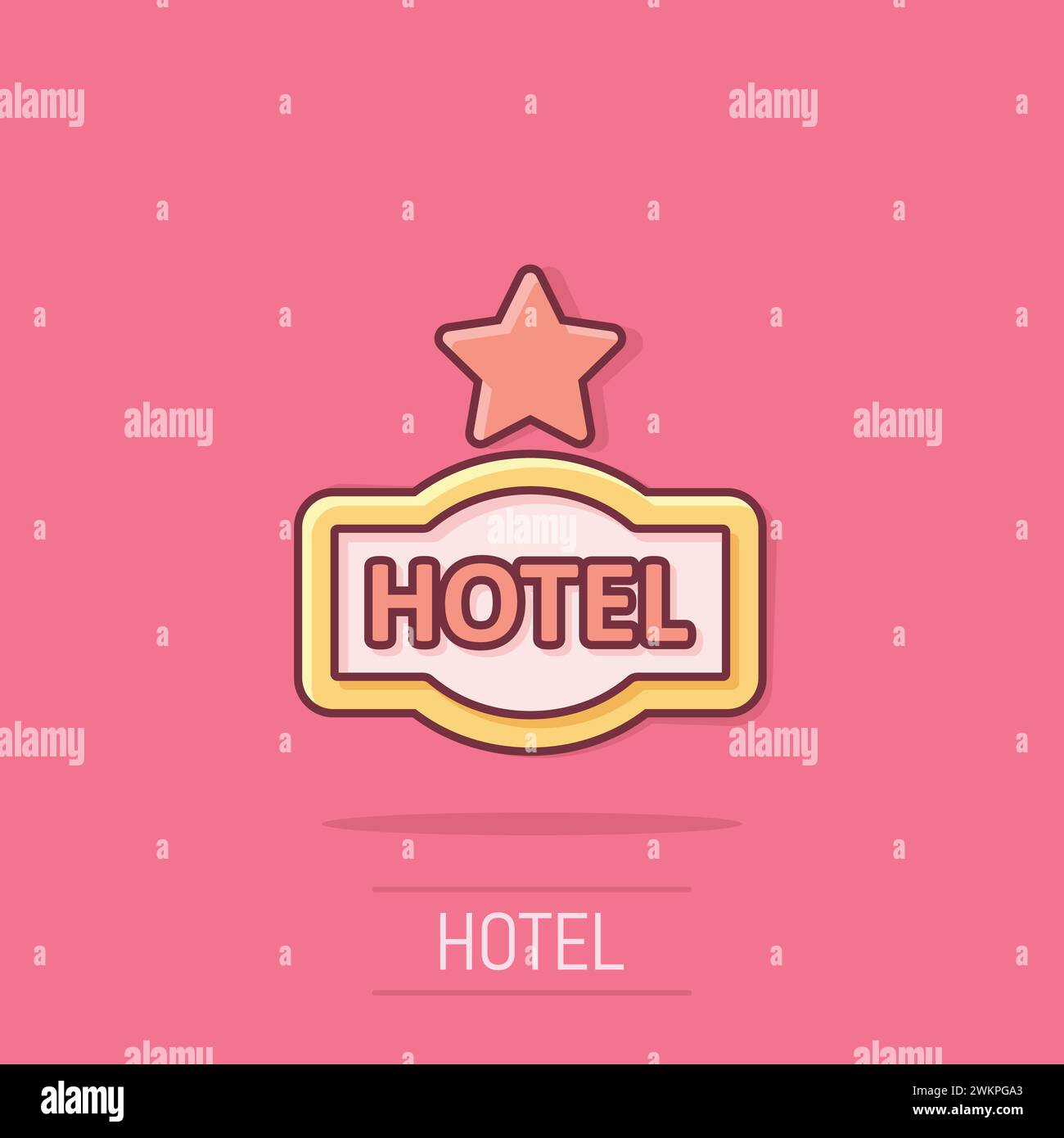 Hotel 1 star sign icon in comic style. Inn cartoon vector illustration ...
