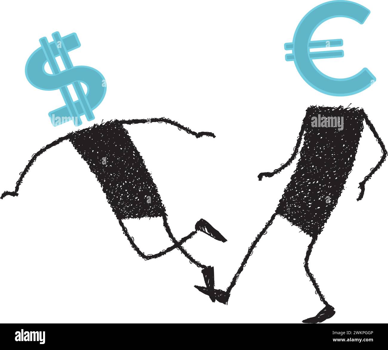 Illustration with two stick figures, one has in mind the dollar sign ...