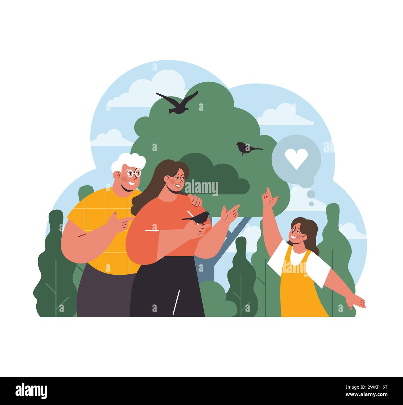 Heartwarming Family Moment. Young woman and elderly man stands with a ...