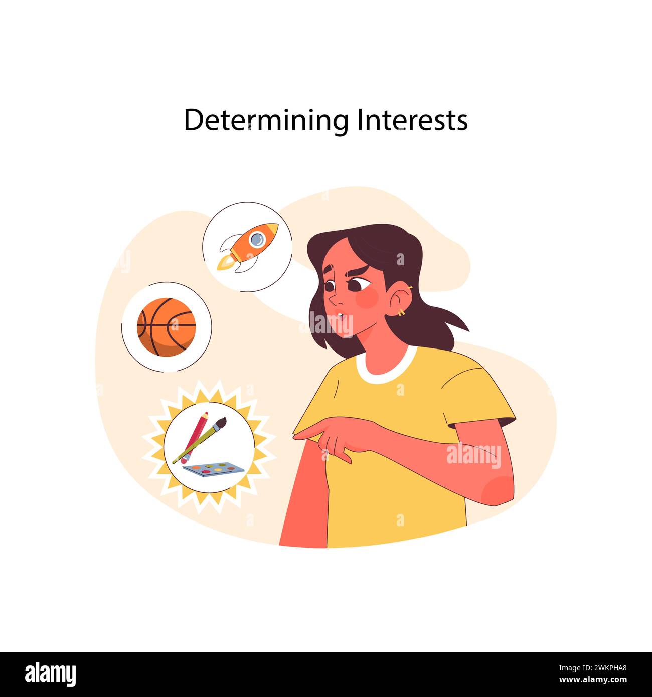 Determining interests concept. Thoughtful girl contemplates business ...