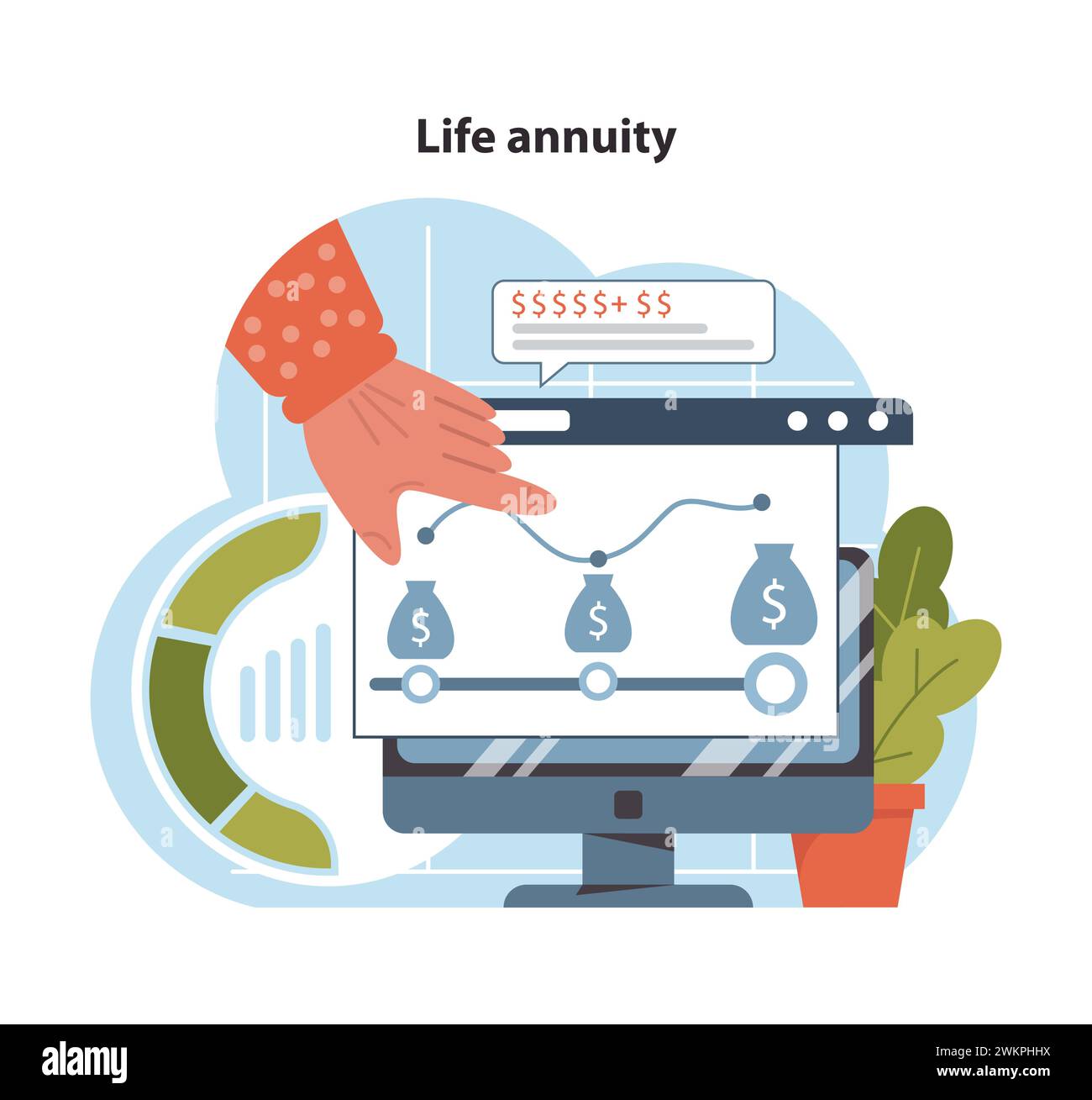 Interactive platform showcases the concept of life annuity, with hand ...