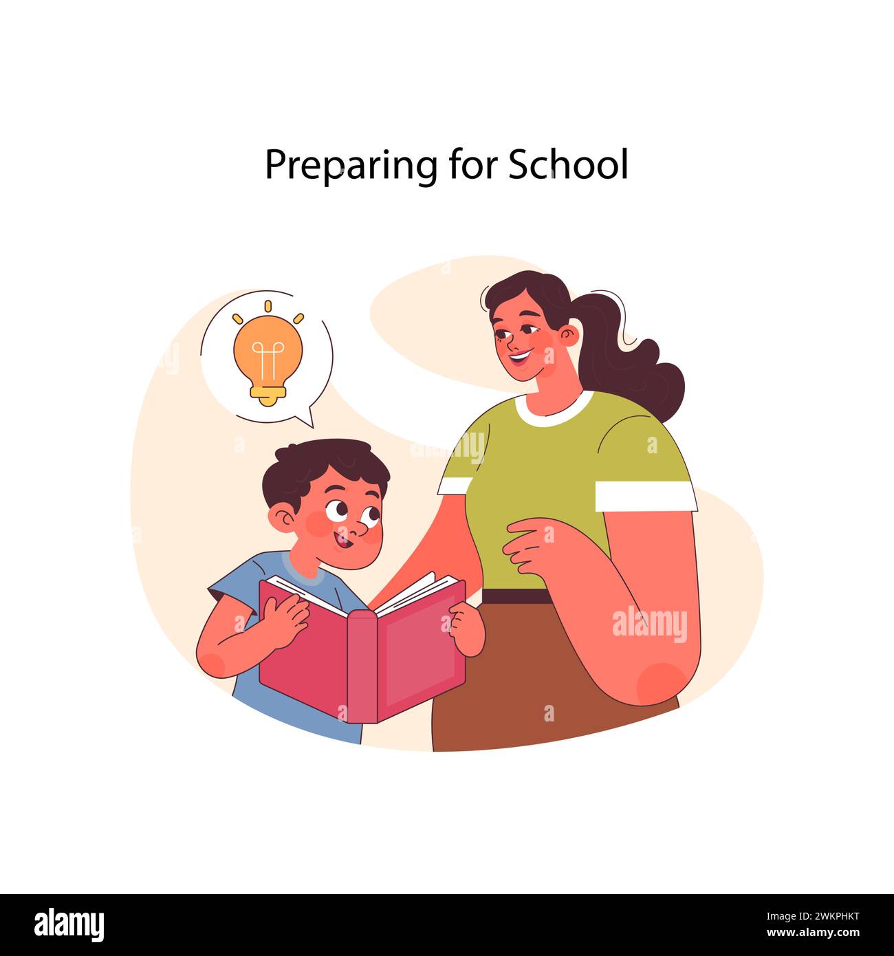 Preparing for School concept. A nurturing moment as a mother guides her ...