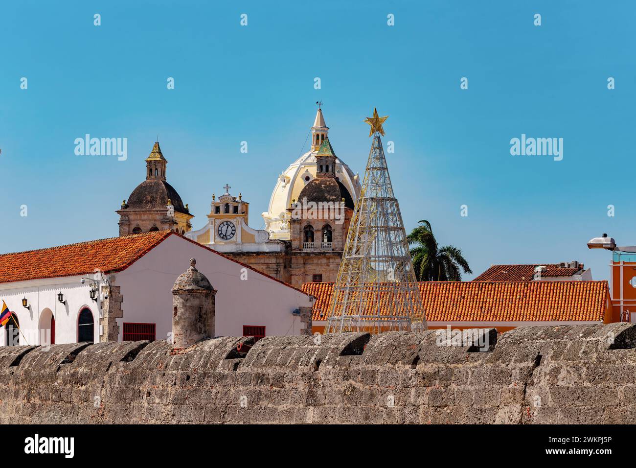 Urban skyline of Cartagena de Indias city on the Caribbean coast of ...
