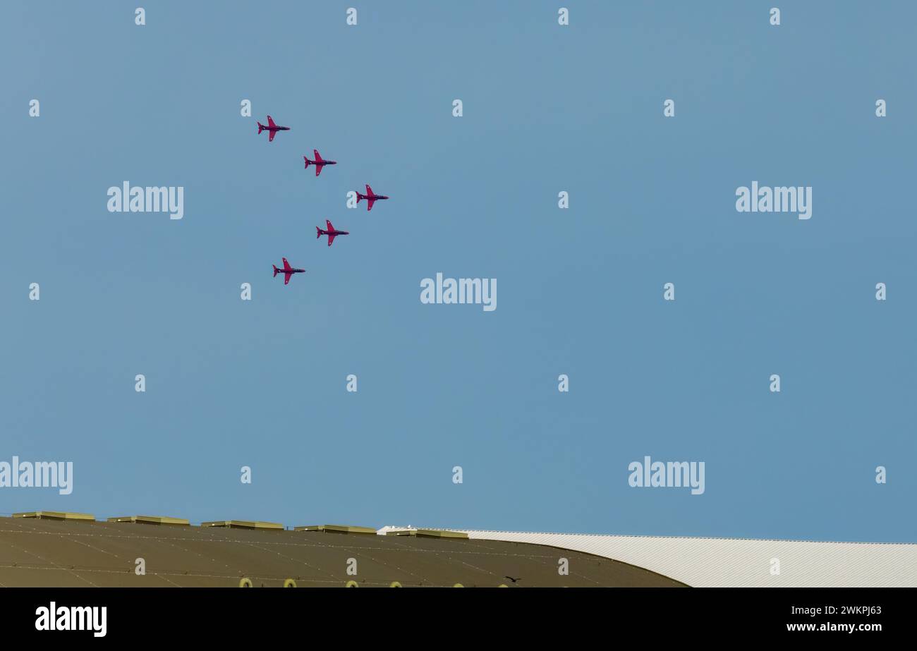 Royal airforce military hawk red arrow jets Stock Photo - Alamy