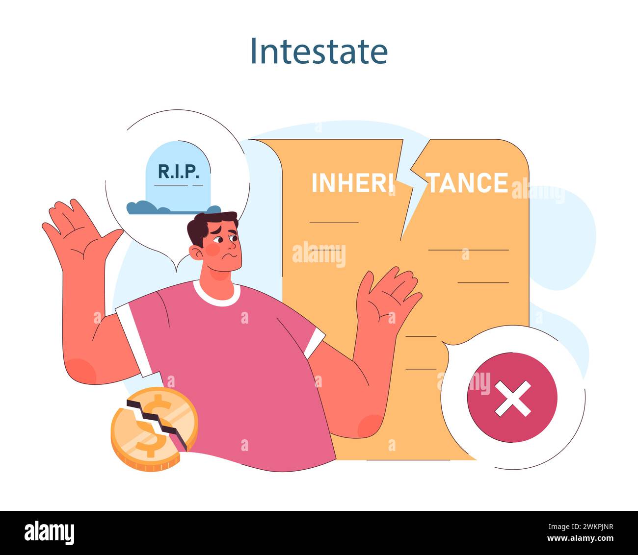 Inheritance. Man uncertain about an intestate estate with broken coin ...